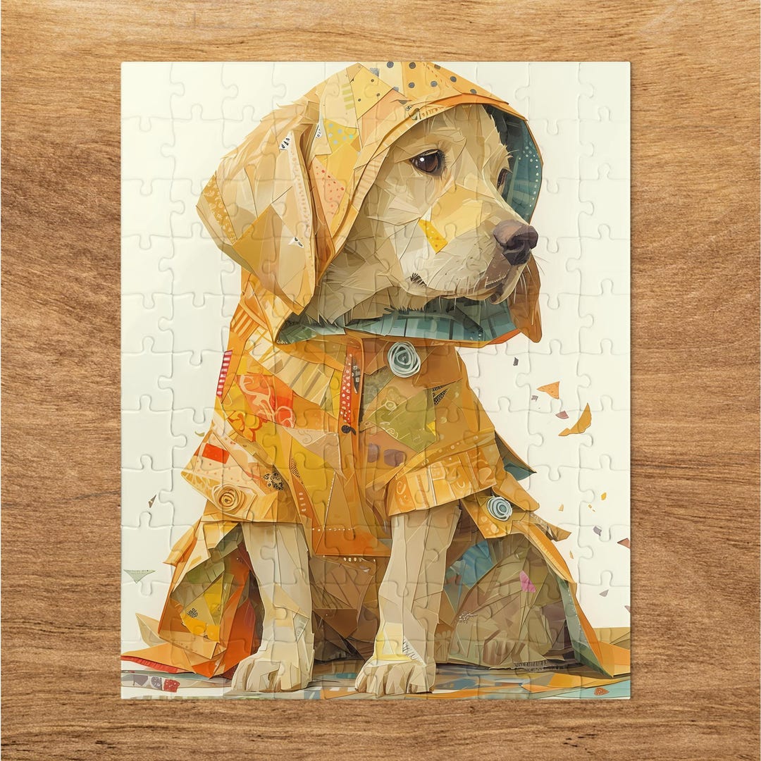 Golden Retriever Dog Puzzle, Dog in Raincoat Jigsaw, Available in 30 ...