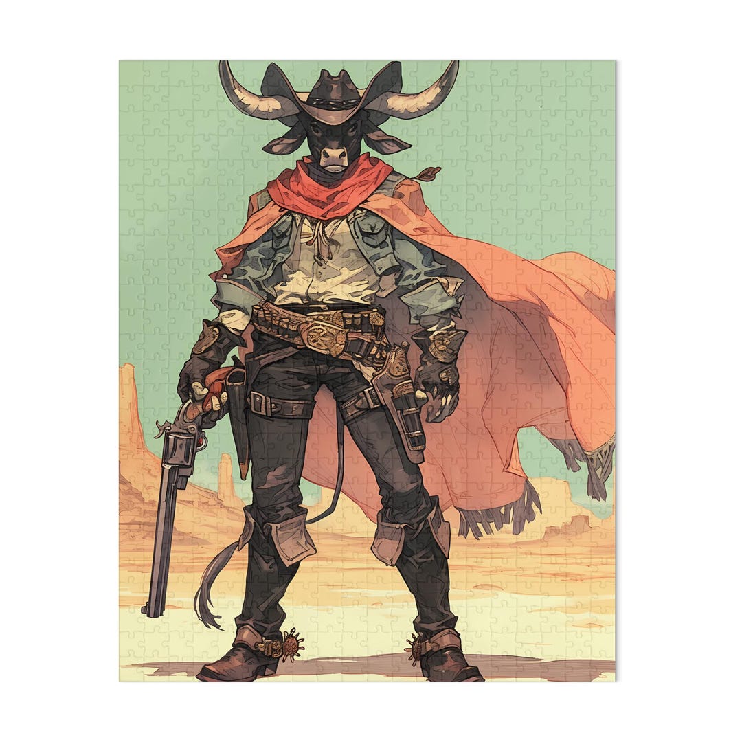 Cowboy Bull Puzzle, Western Themed Jigsaw Puzzle for Kids and Adults ...
