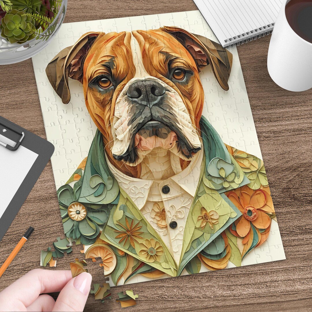 Boxer Dog Puzzle for Adults and Kids, 30 100 200 500 1000 Pieces, Fun ...