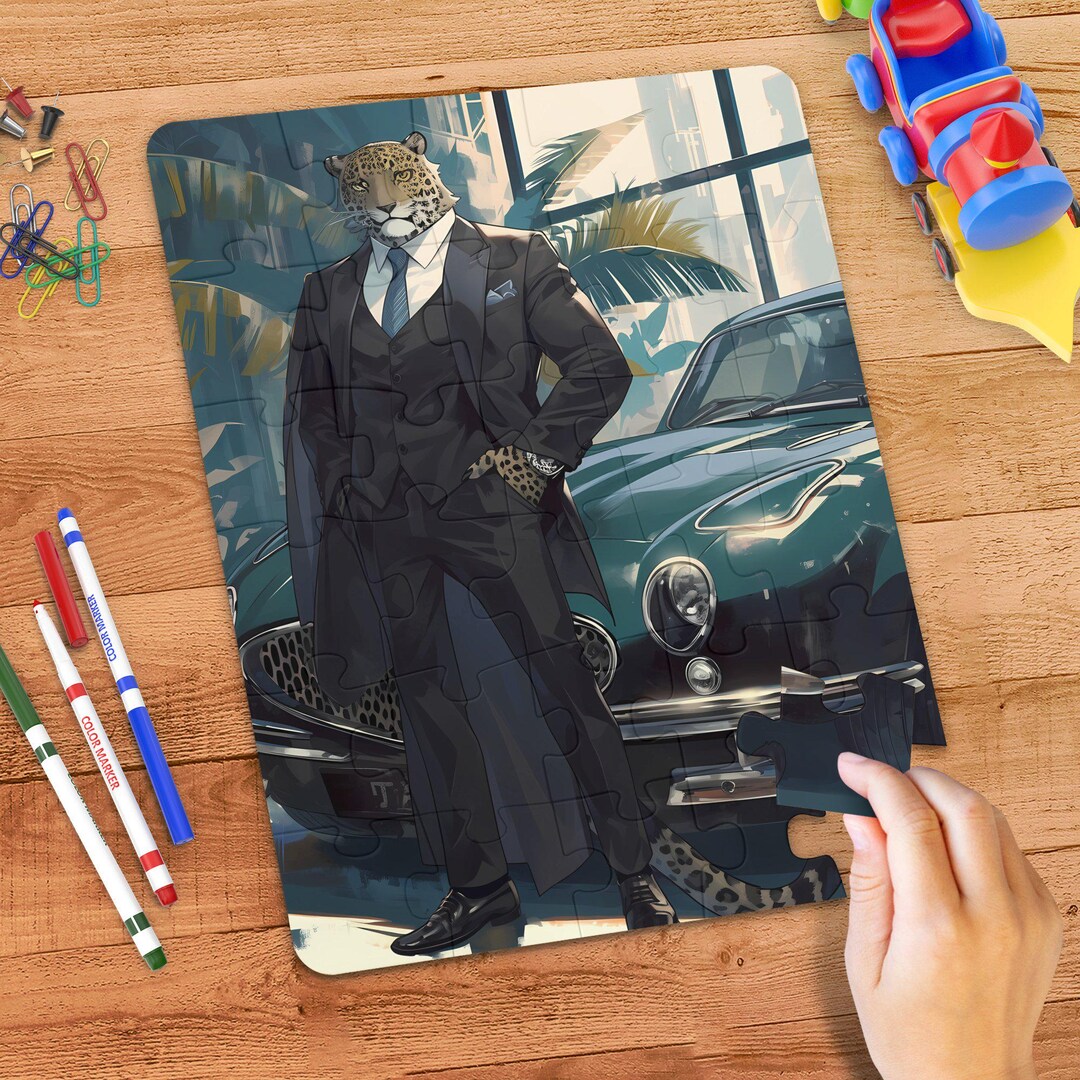 Elegant Jaguar in Suit Jigsaw Puzzle for Kids and Adults 30 110 252 520 ...