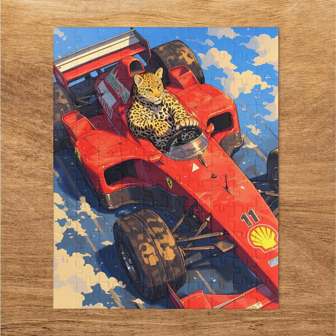 Jaguar Racer Puzzle, Race Car Animal Art, Fun Puzzle for Kids and ...