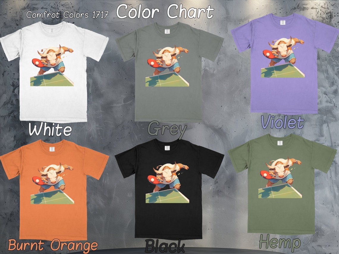 Bull Playing Table Tennis Graphic T-shirt, Unisex Ping Pong Tee, Sporty ...