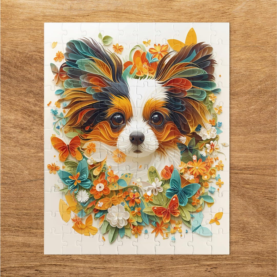 Colorful Papillon Dog Puzzle for Adults and Kids, 30 110 252 520 1014 ...