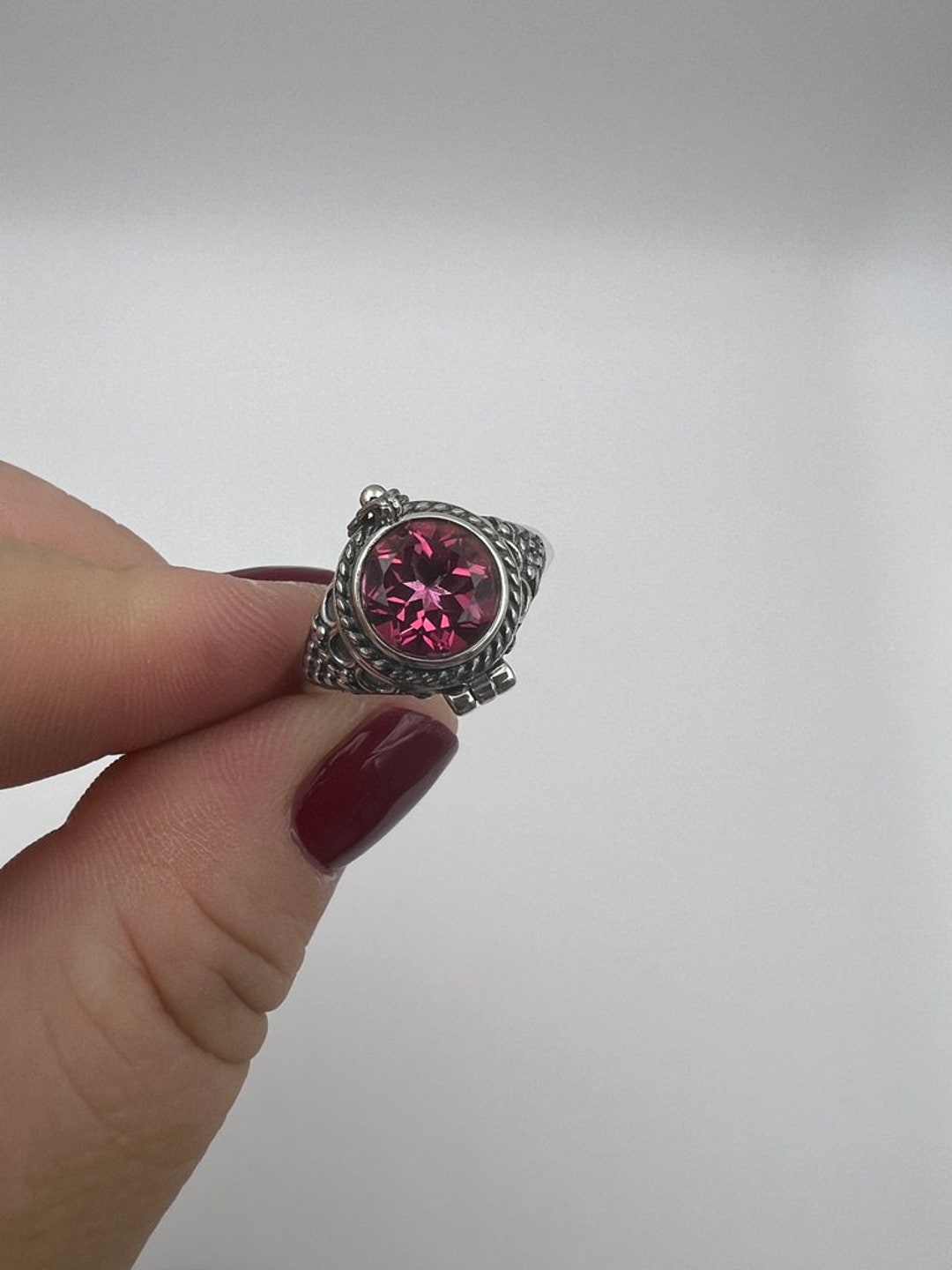Pink Topaz Locker Ring - Handmade Gemstone Jewelry - Etsy