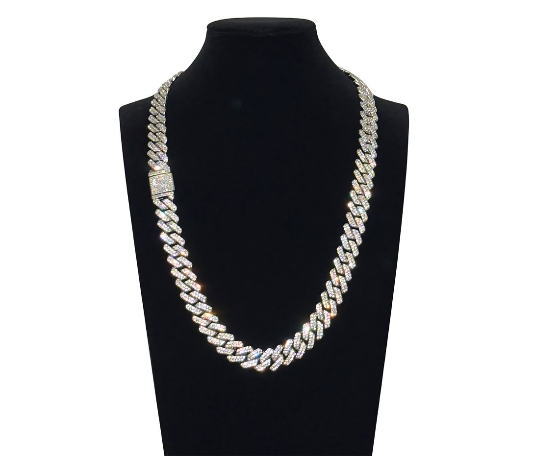 Diamond Cuban Link Chain, CZ Stone Cuban Link Chain, Iced Out Cuban ...
