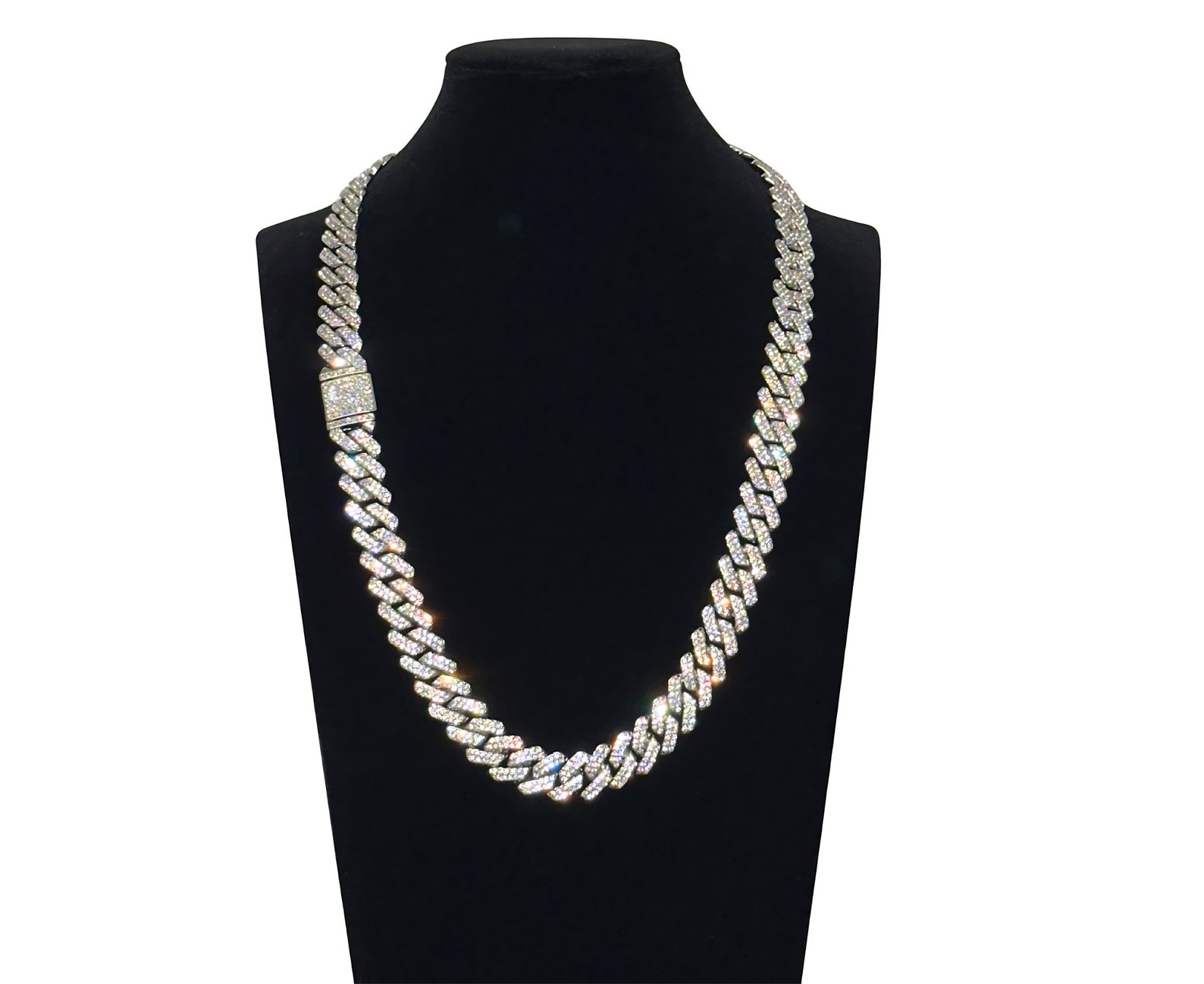 Diamond Cuban Link Chain, CZ Stone Cuban Link Chain, Iced Out Cuban ...