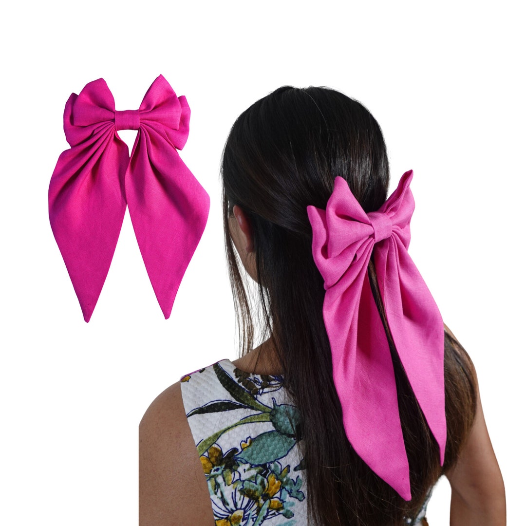 COQUETTE BOW 100% LINEN Coquette Hair Bow Tailored Finish the Brooch ...