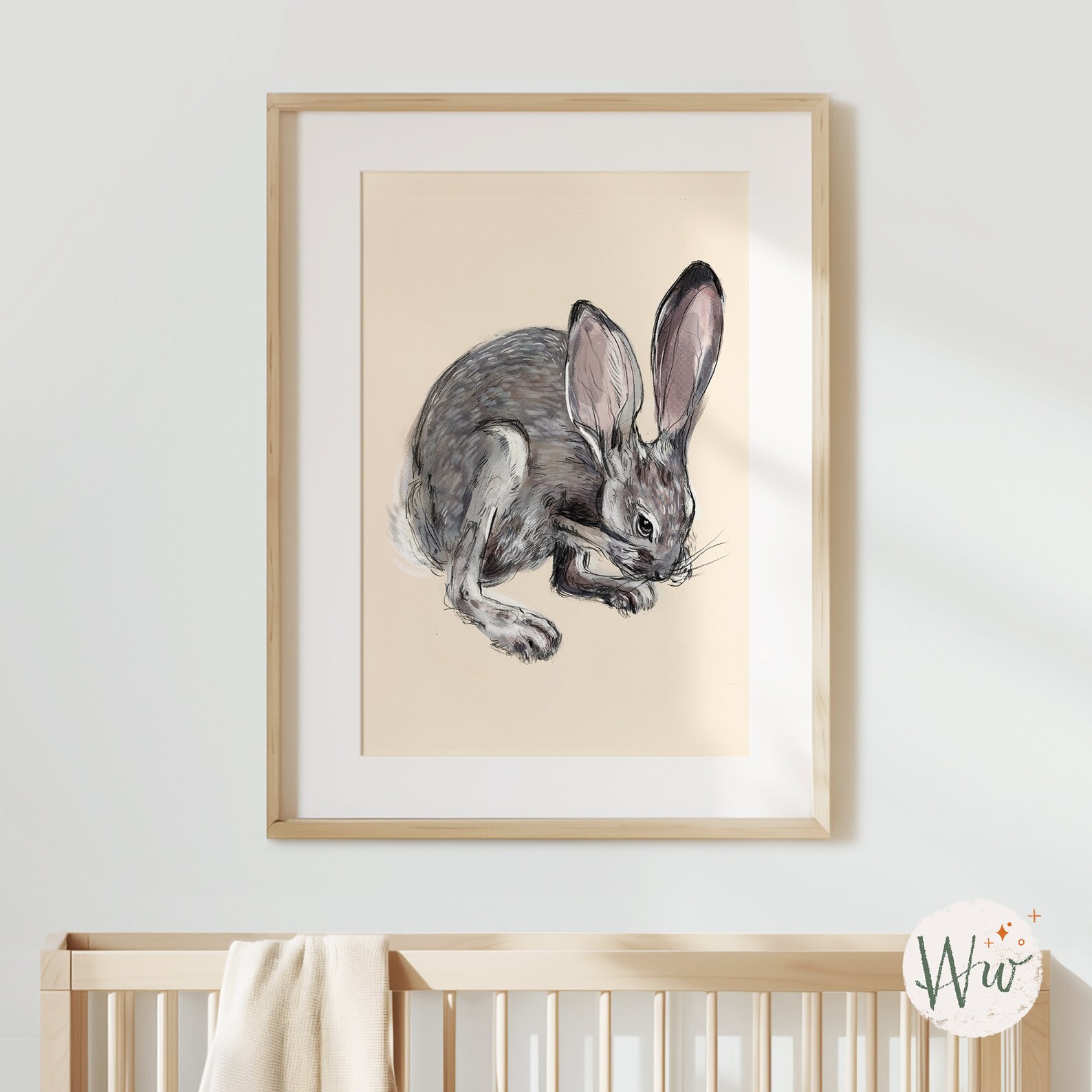 Rabbit Watercolor Woodland Nursery Print Baby Girl Wall Art Gifts Cute ...
