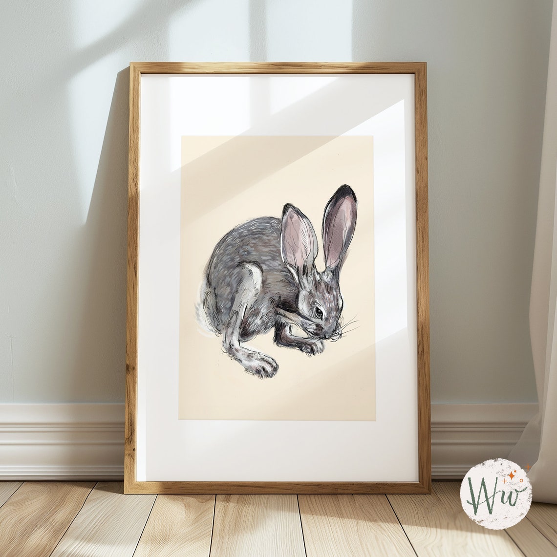 Rabbit Watercolor Woodland Nursery Print Baby Girl Wall Art Gifts Cute ...