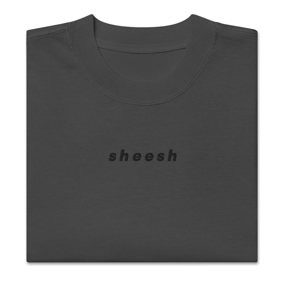 SHEESH - Embroidered Oversized Faded Style Unisex T-shirt - Etsy
