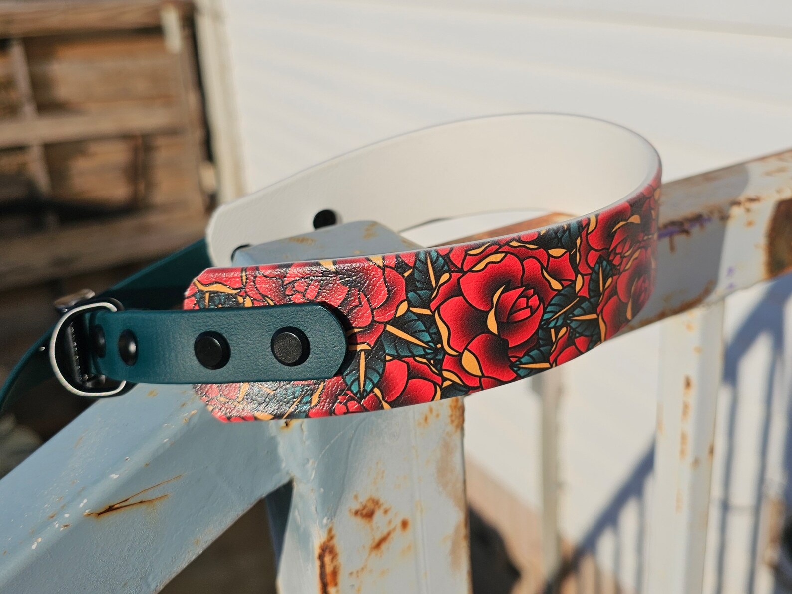 Traditional Rose Pattern and Dark Green Biothane Dog Collar 2 Tone - Etsy