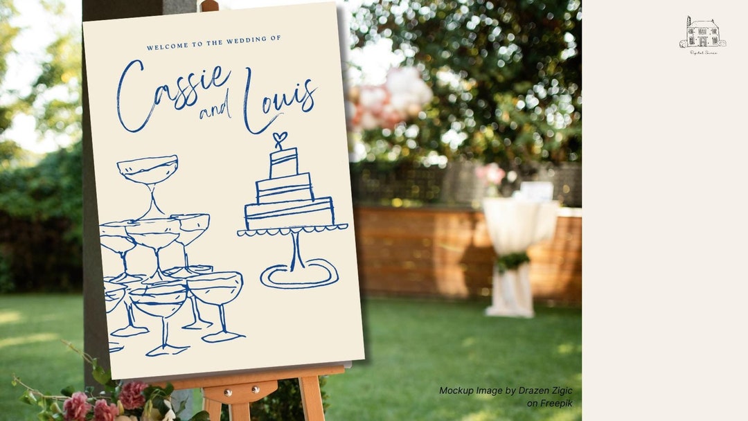 Hand Drawn Wedding Welcome Sign | Illustrated Welcome Sign | Whimsical ...