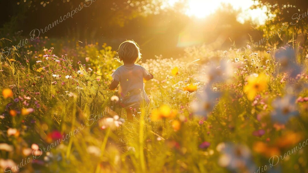 Sunlit Wildflower Field Digital Backdrop - Dreamy Summer Photography Background,digital ...