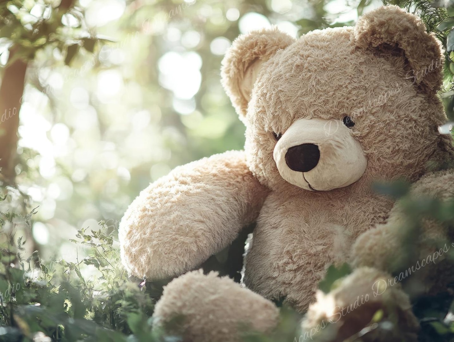 Teddy Bear Forest Digital Backdrop - Soft Light Woodland Background ...