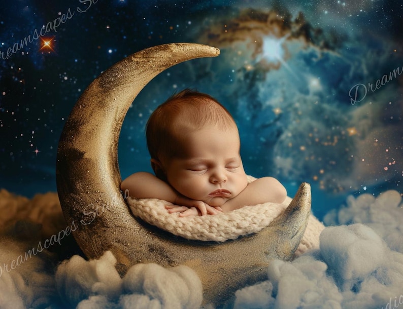 Moon Cradle Digital Backdrop - Celestial Night Sky Photography ...