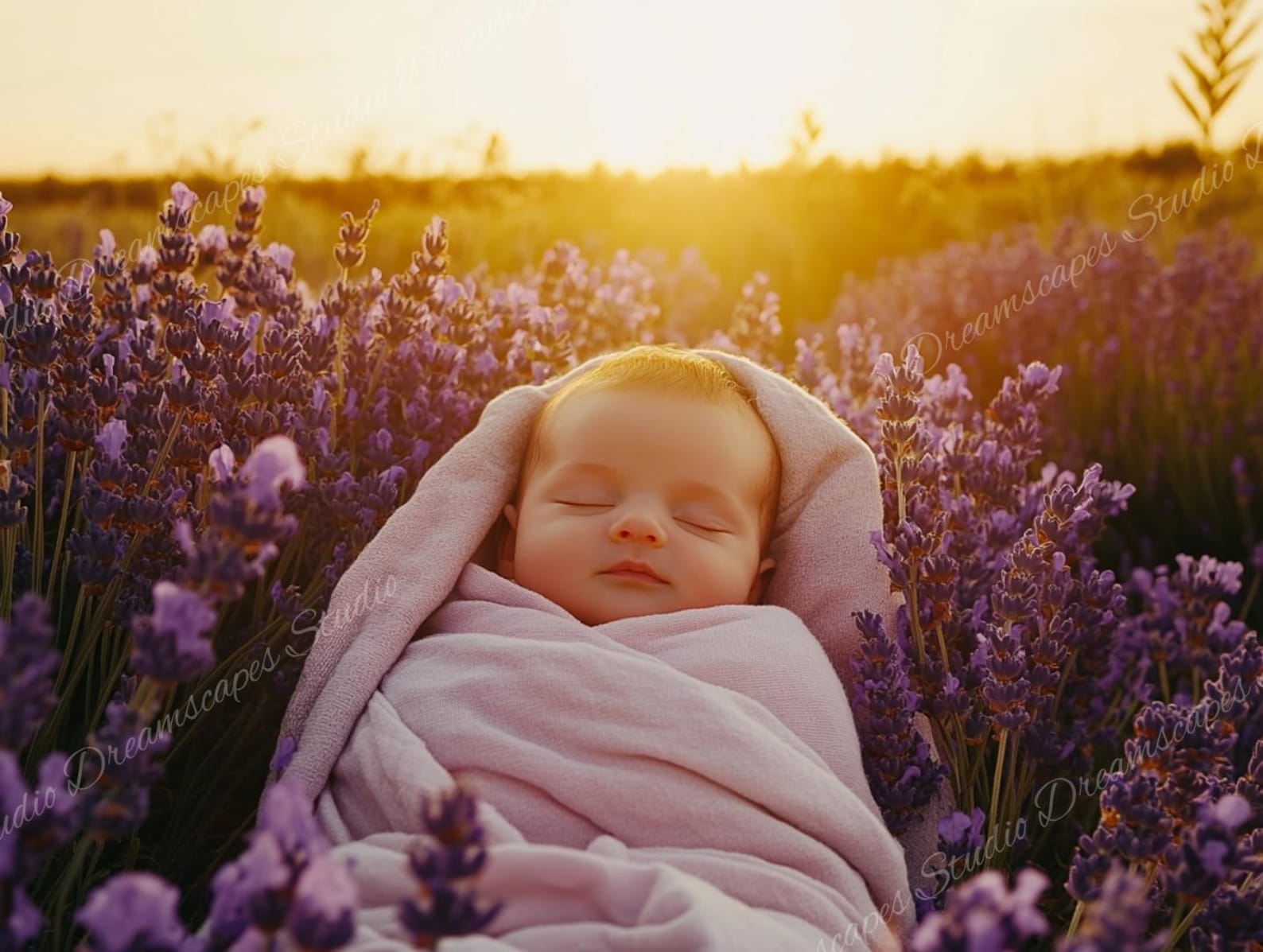 Lavender Field Digital Backdrop - Sunset Baby Photography Background ...