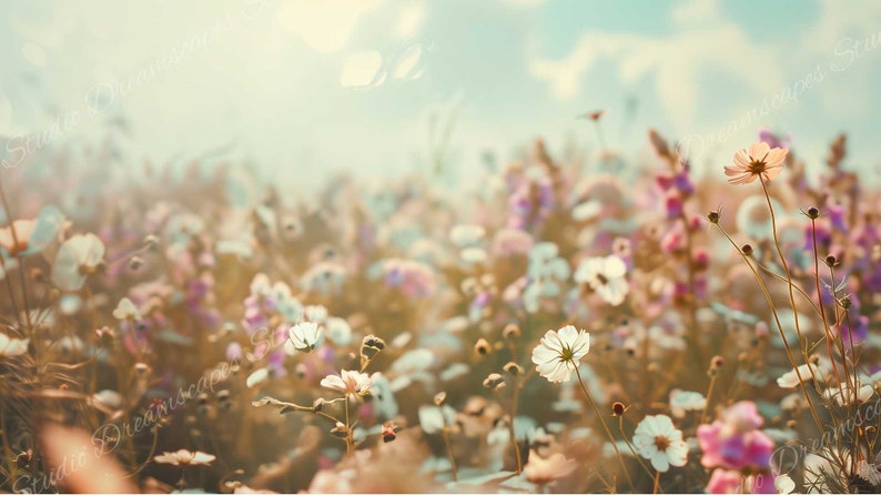 Dreamy Wildflower Meadow Digital Backdrop - Serene Floral Photography ...