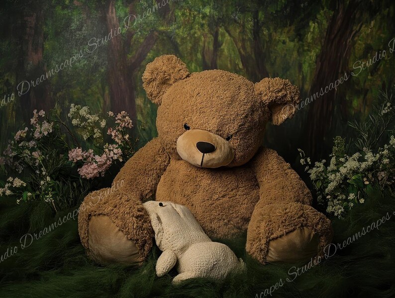 Teddy Bear Forest Digital Backdrop - Cozy Woodland Scene - Perfect for ...