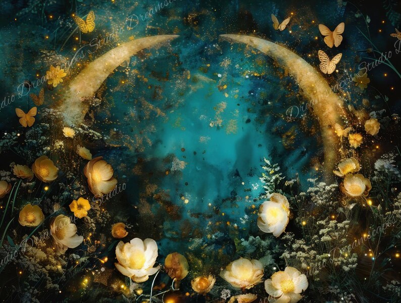 Moonlit Baby Digital Backdrop - Magical Night Garden Photography ...