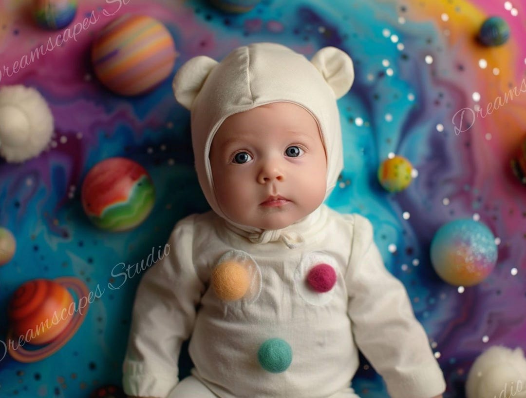 Space Explorer Costume Digital Backdrop - Fun and Colorful Cosmic Background - High-resolution ...