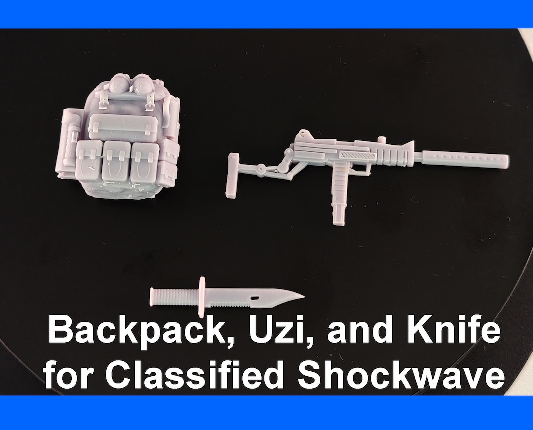 Backpack, Uzi, and Knife Accessories for G. I. Joe Classified Shockwave ...