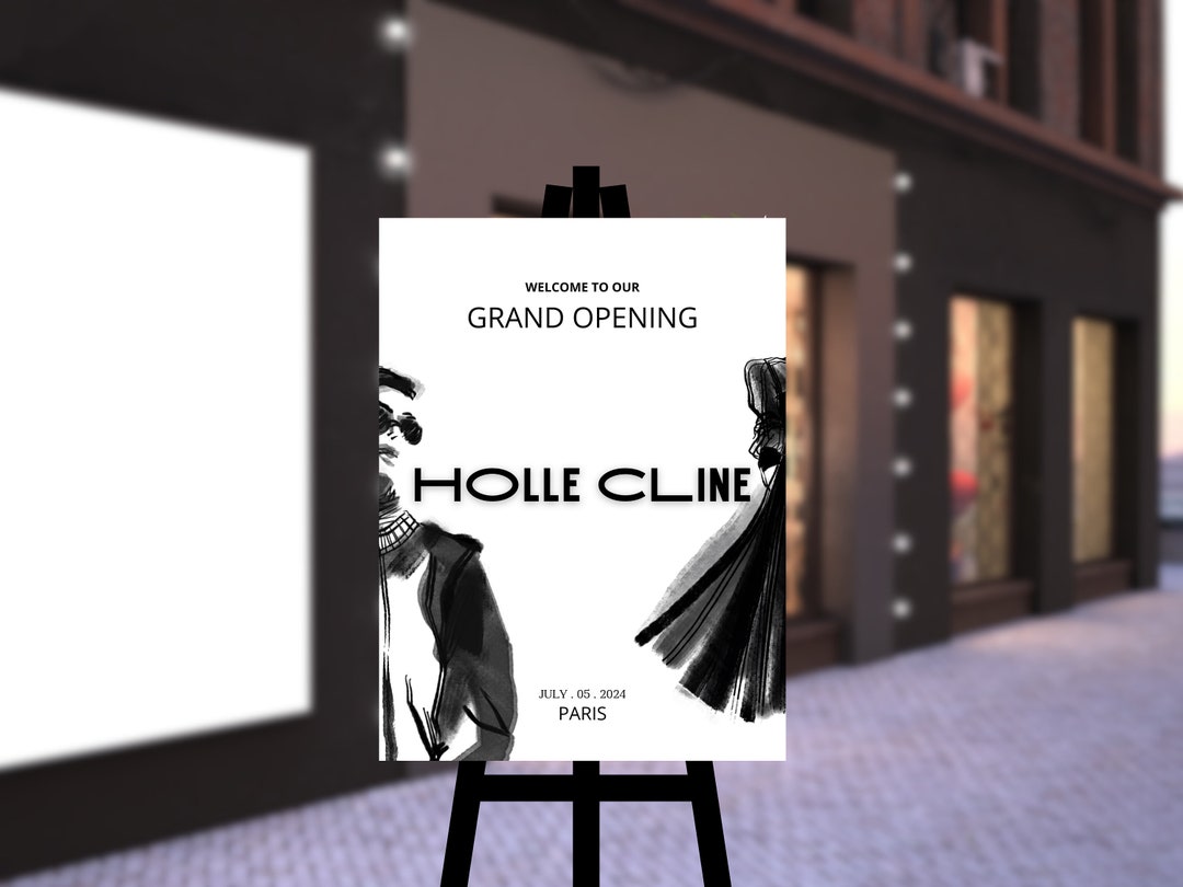 Grand Opening Sign Template, Minimalist Black White Company Event ...