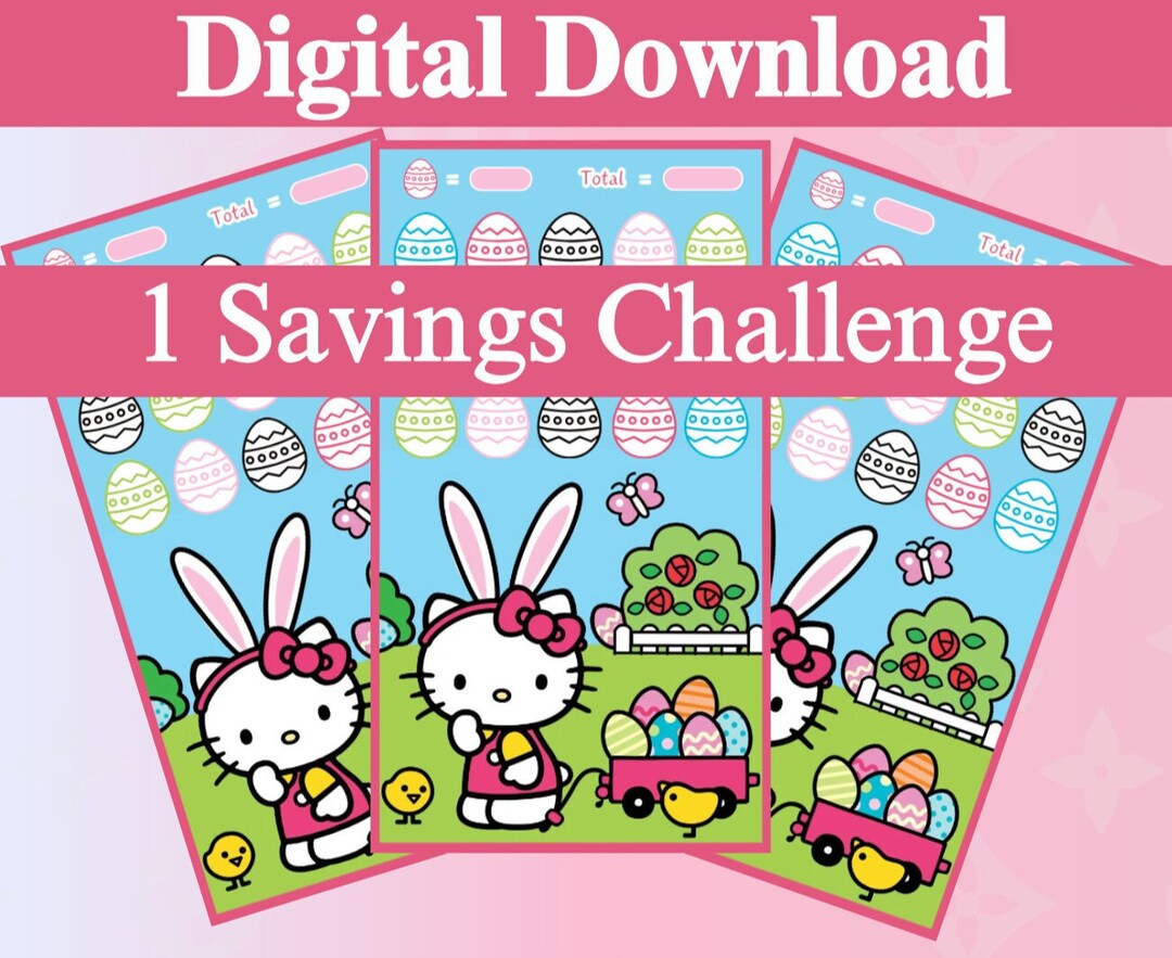 Kitty Easter Bunny Savings Challenge Budget Tracker Dashboard Perfect ...