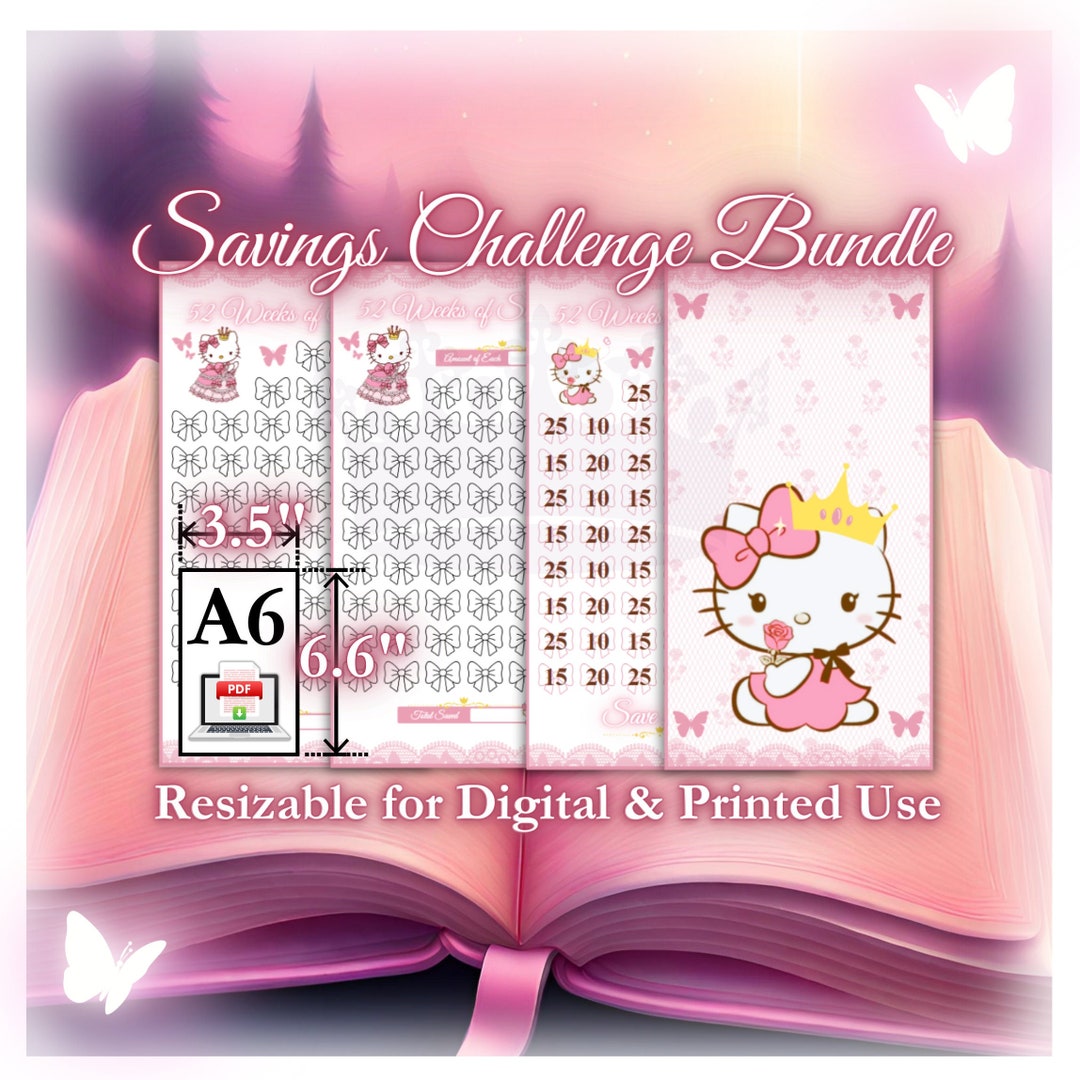 Kitty Coquette Queen 52 Weeks Savings Challenge Bundle | Cash Envelope ...