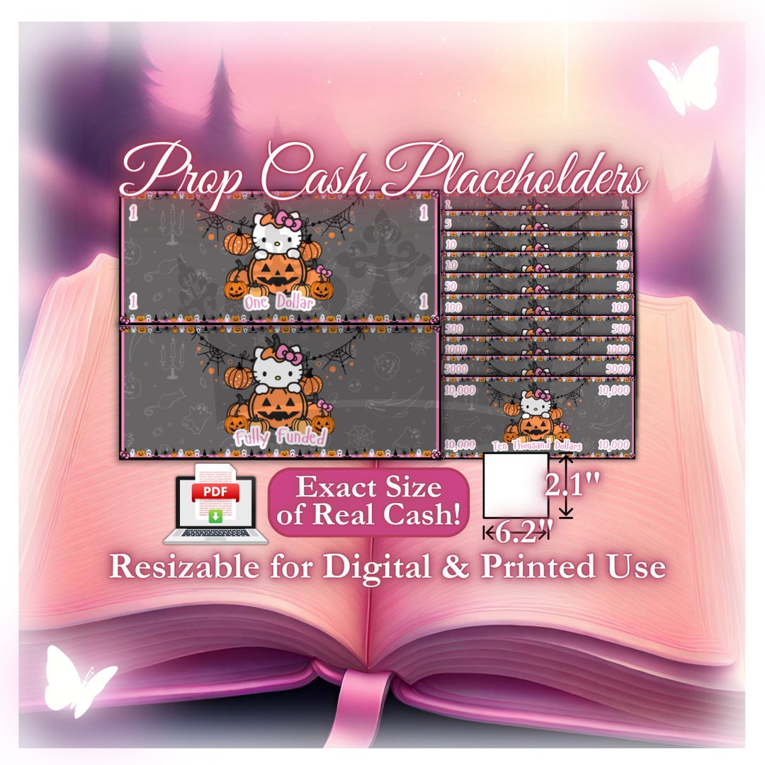 Spooky Kitty Cash Placeholder Bundle | Halloween Cat Stuffing Prop ...