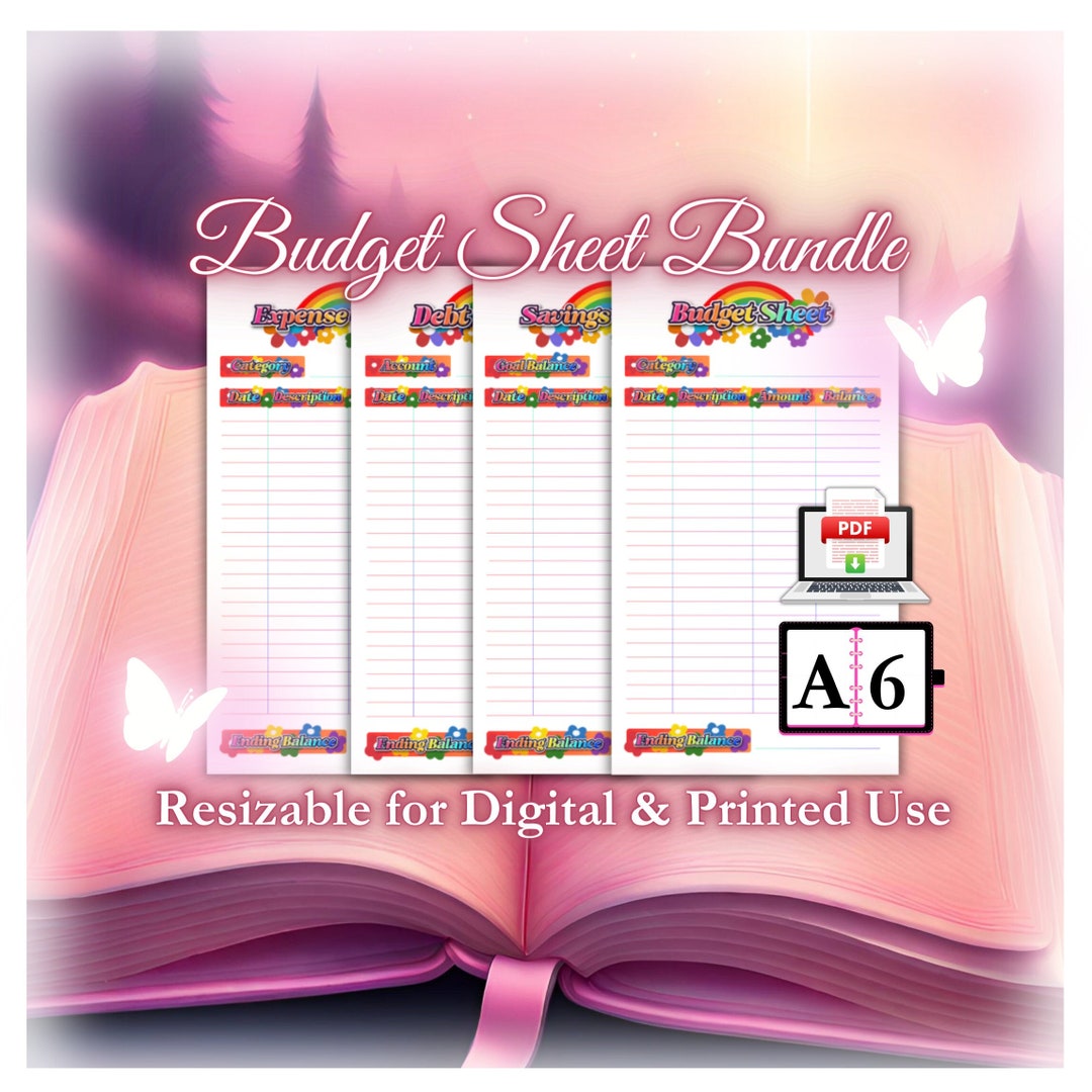 Retro Rainbow Budget Sheet Dashboard Set | Expense, Budget, Debt, and ...