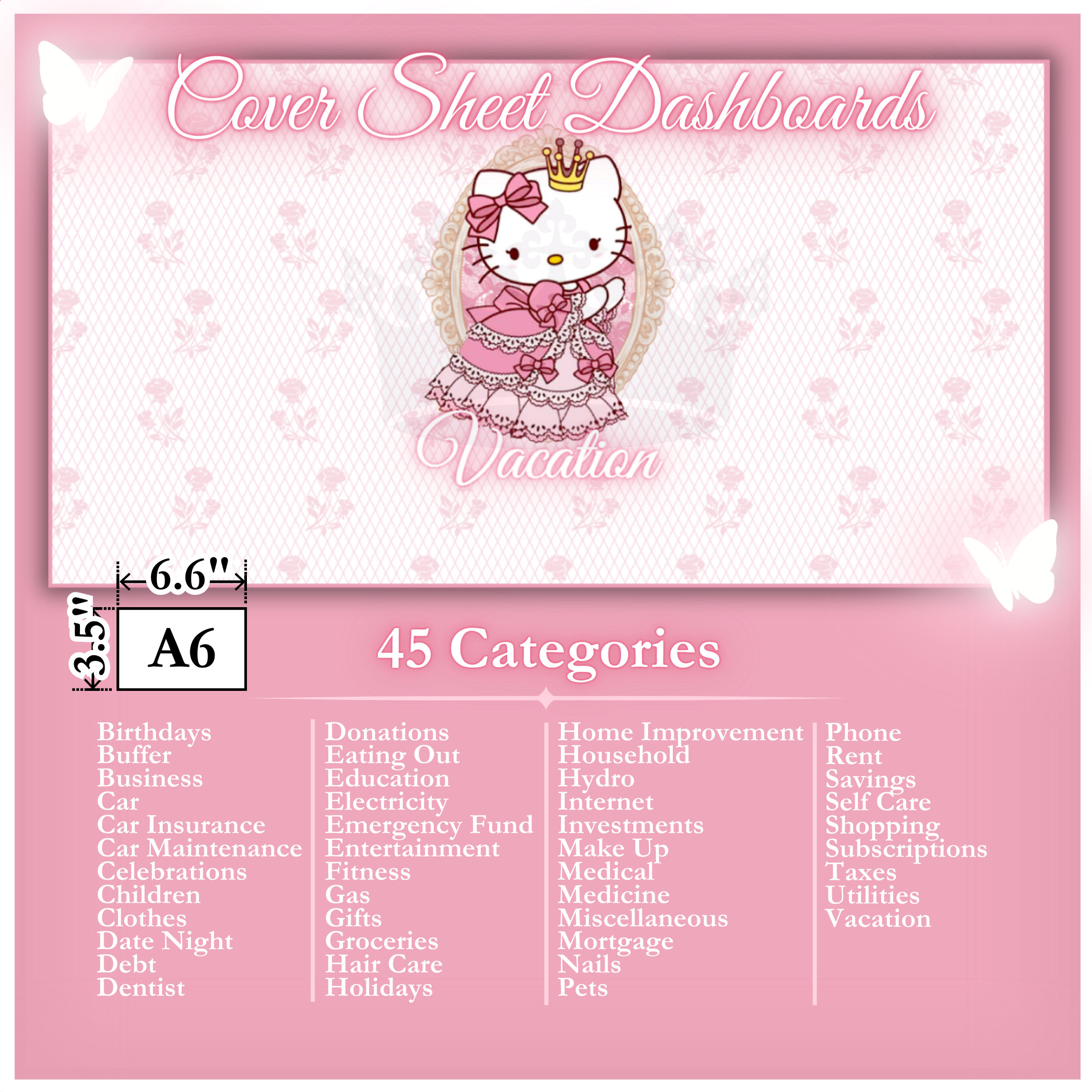 Kitty Coquette Queen Budget Basics Bundle | Dashboards | Budget Sheets | Prop Cash | Cash Slips ...