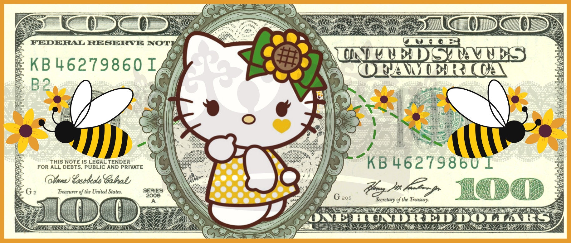 Kitty Sunflower Bee Placeholder Bundle | Cute Cash Stuffing Prop Money ...