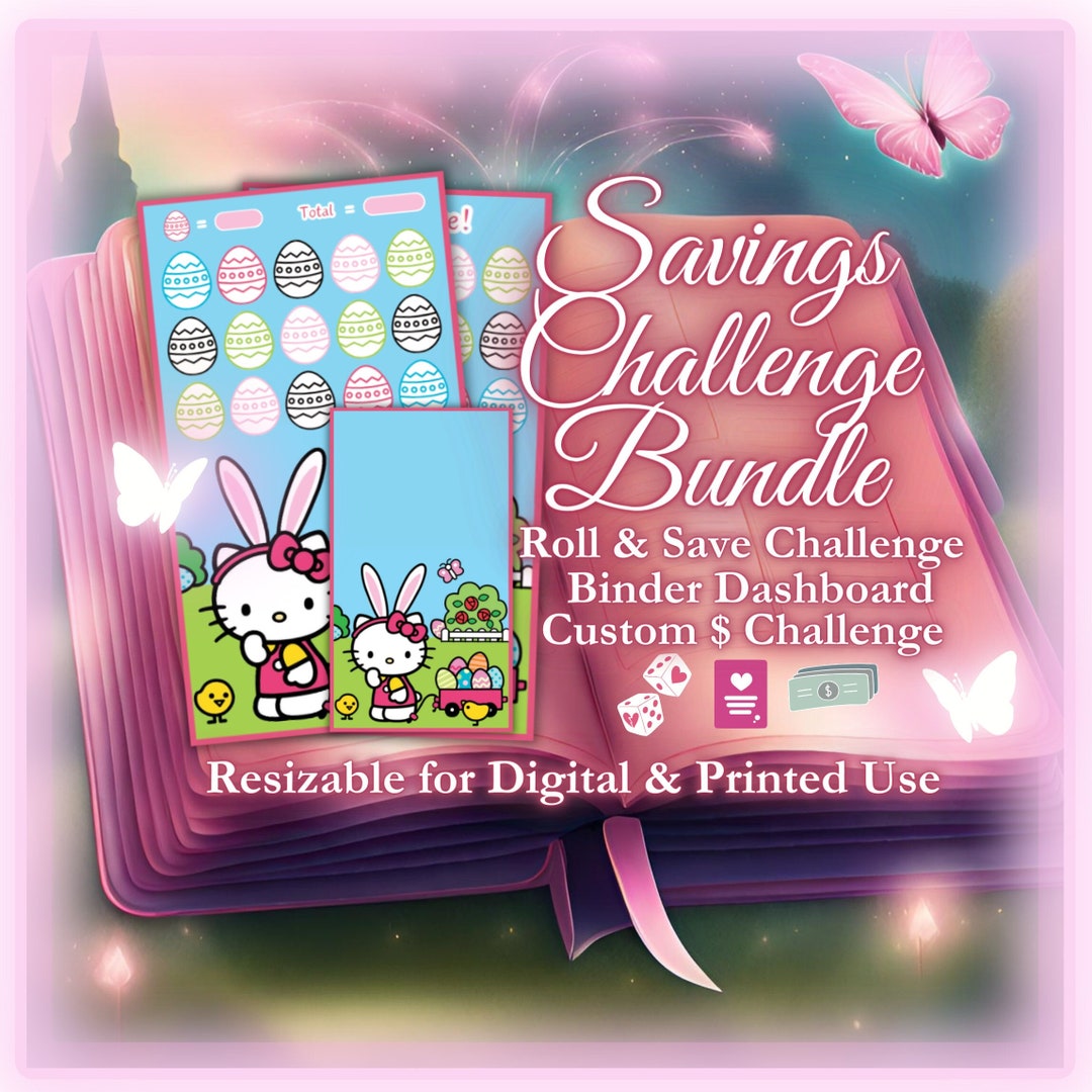 Kitty Easter Bunny Savings Bundle Envelope Savings Tracker Challenge ...