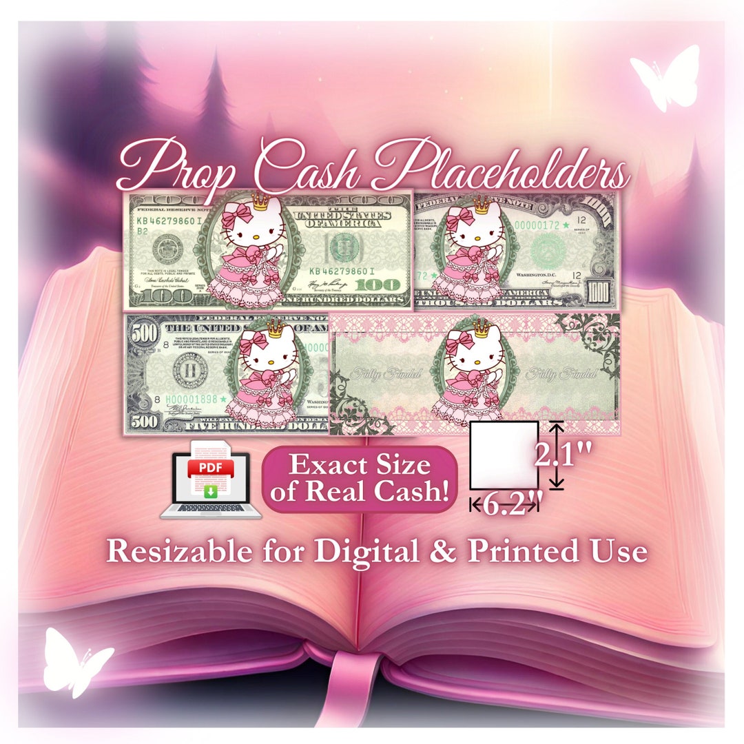 Kitty Coquette Cash Placeholder Bundle | Cute Cash Stuffing Prop Money ...