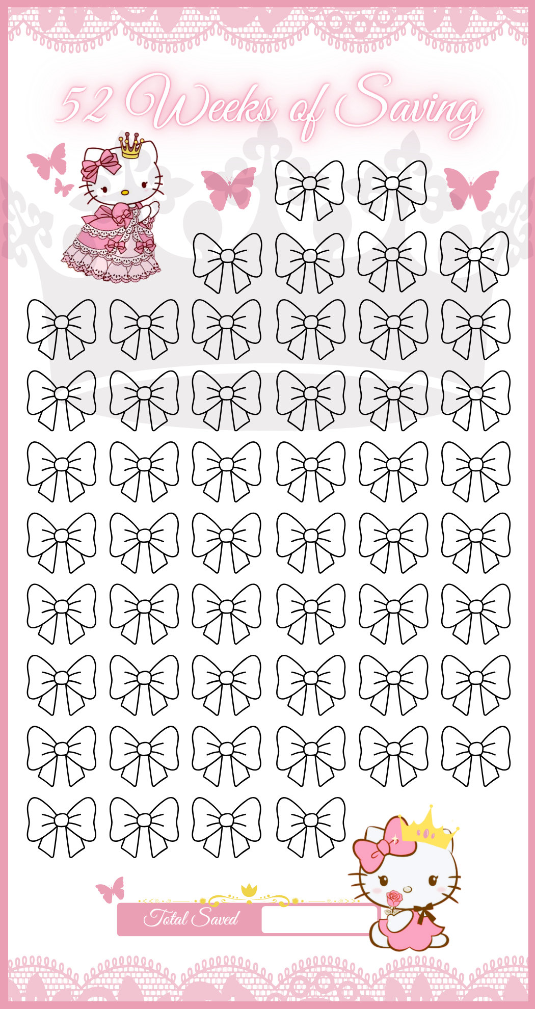 Kitty Coquette Queen 52 Weeks Savings Challenge Bundle | Cash Envelope ...