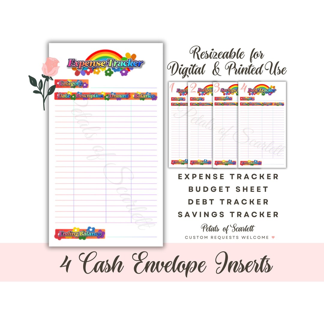 Retro Rainbow Budget Sheet Dashboard Set Expense, Budget, Debt, and ...