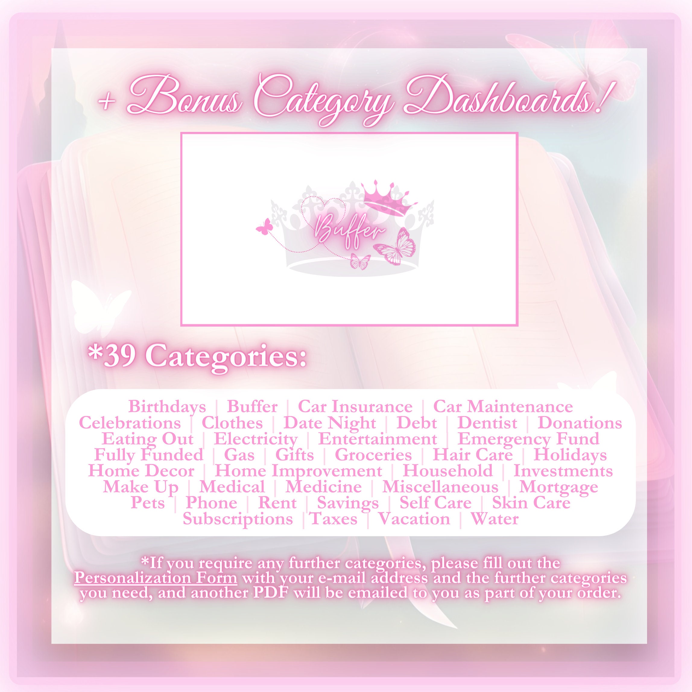 Butterfly Queen Budget Basics Bundle | Pink Envelope Inserts | Cash ...