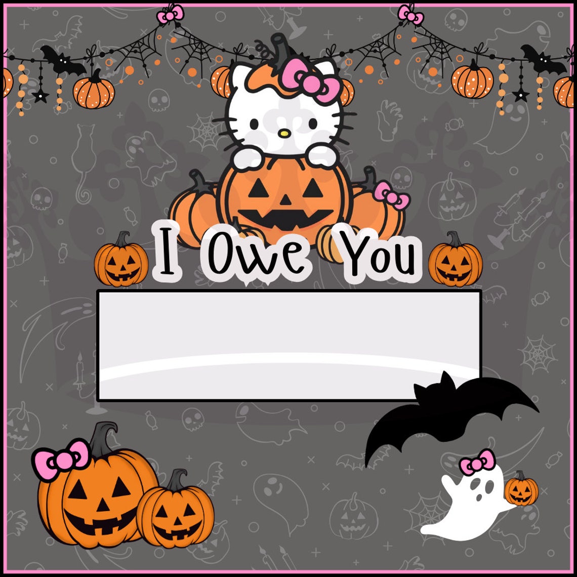 Spooky Kitty Cash Breakdown Set | IOU, Custom, USD, CAD, All Currencies ...