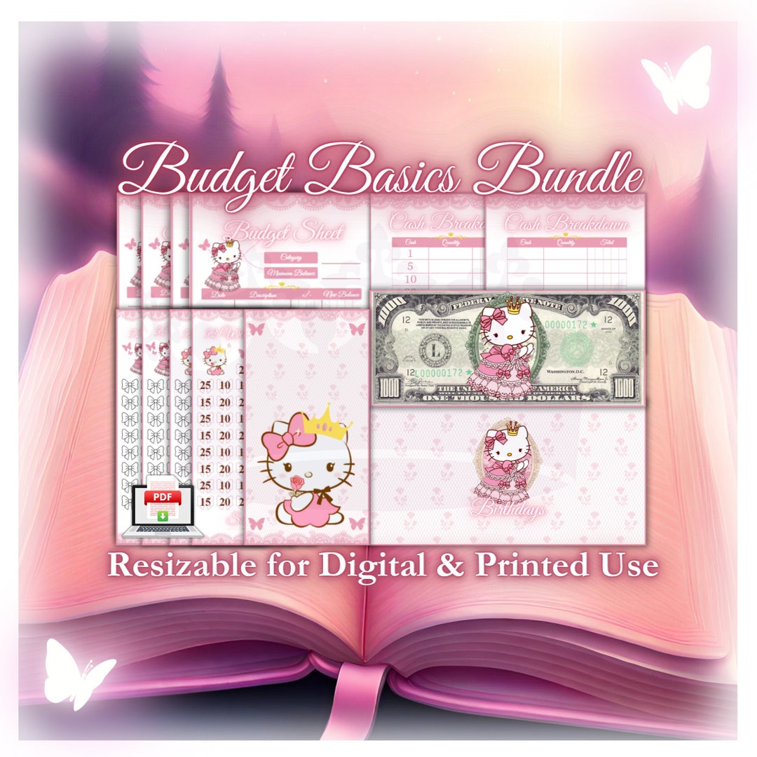 Kitty Coquette Queen Budget Basics Bundle | Dashboards | Budget Sheets | Prop Cash | Cash Slips ...