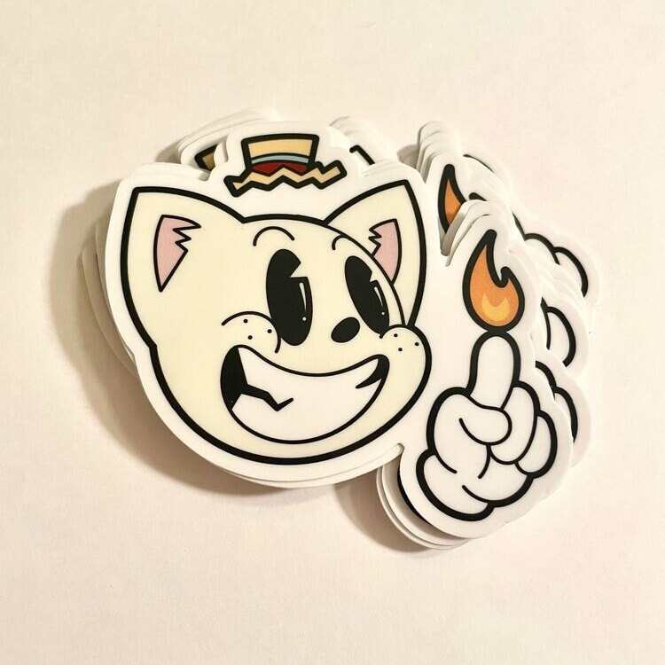 Old Cartoon Cat With Fire Sticker - Etsy