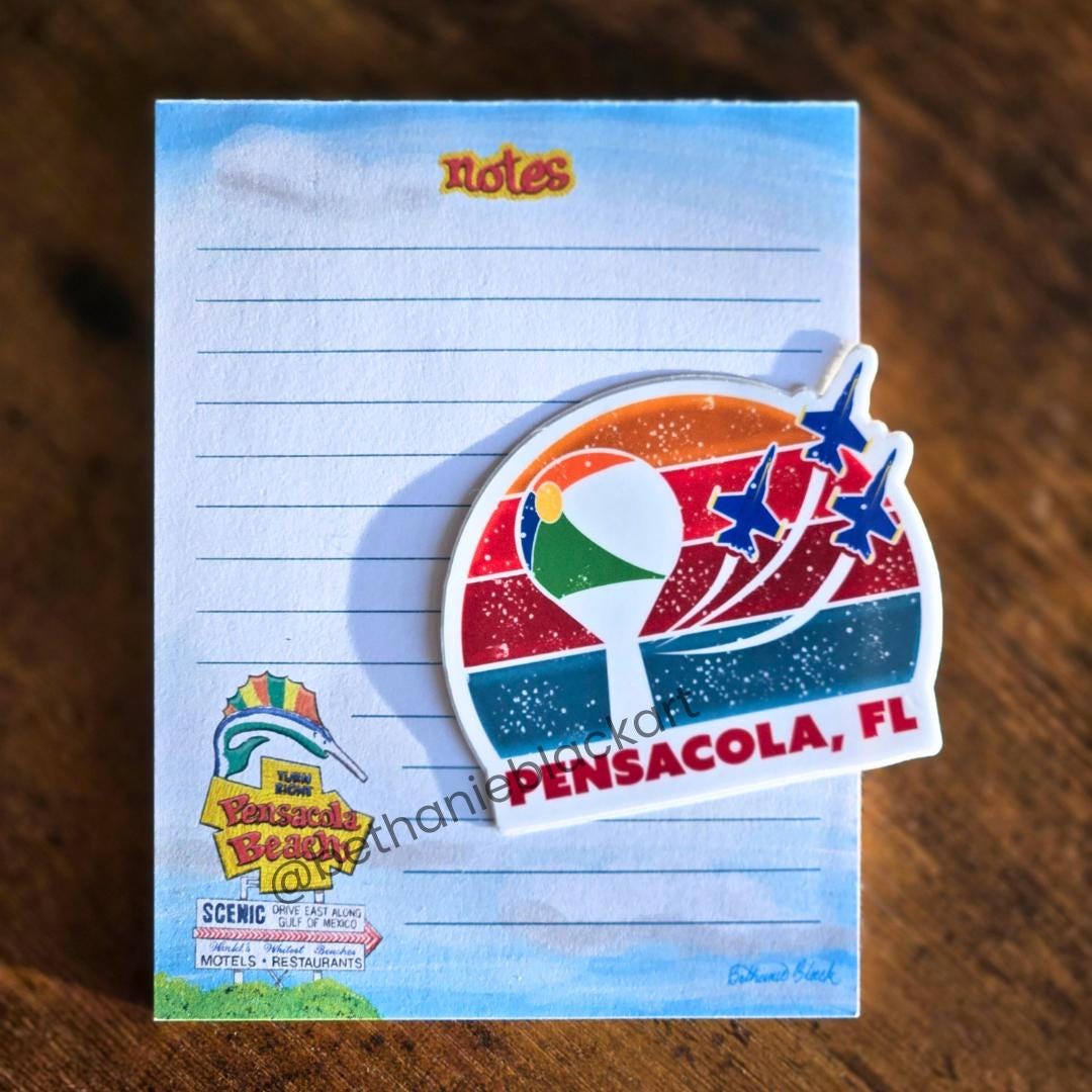 Retro Pensacola Bundle - Sticker & Notepad - Etsy