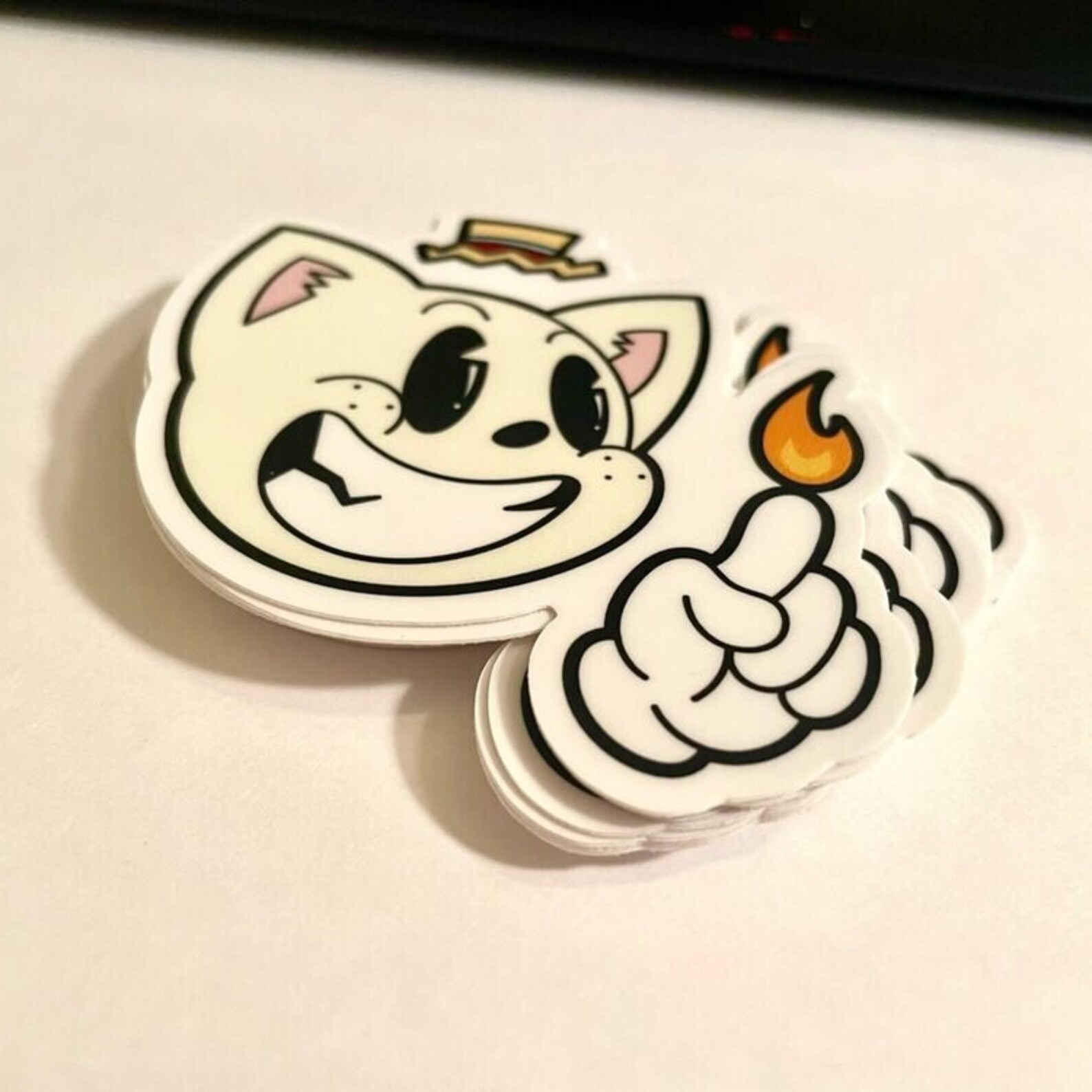 Old Cartoon Cat With Fire Sticker - Etsy