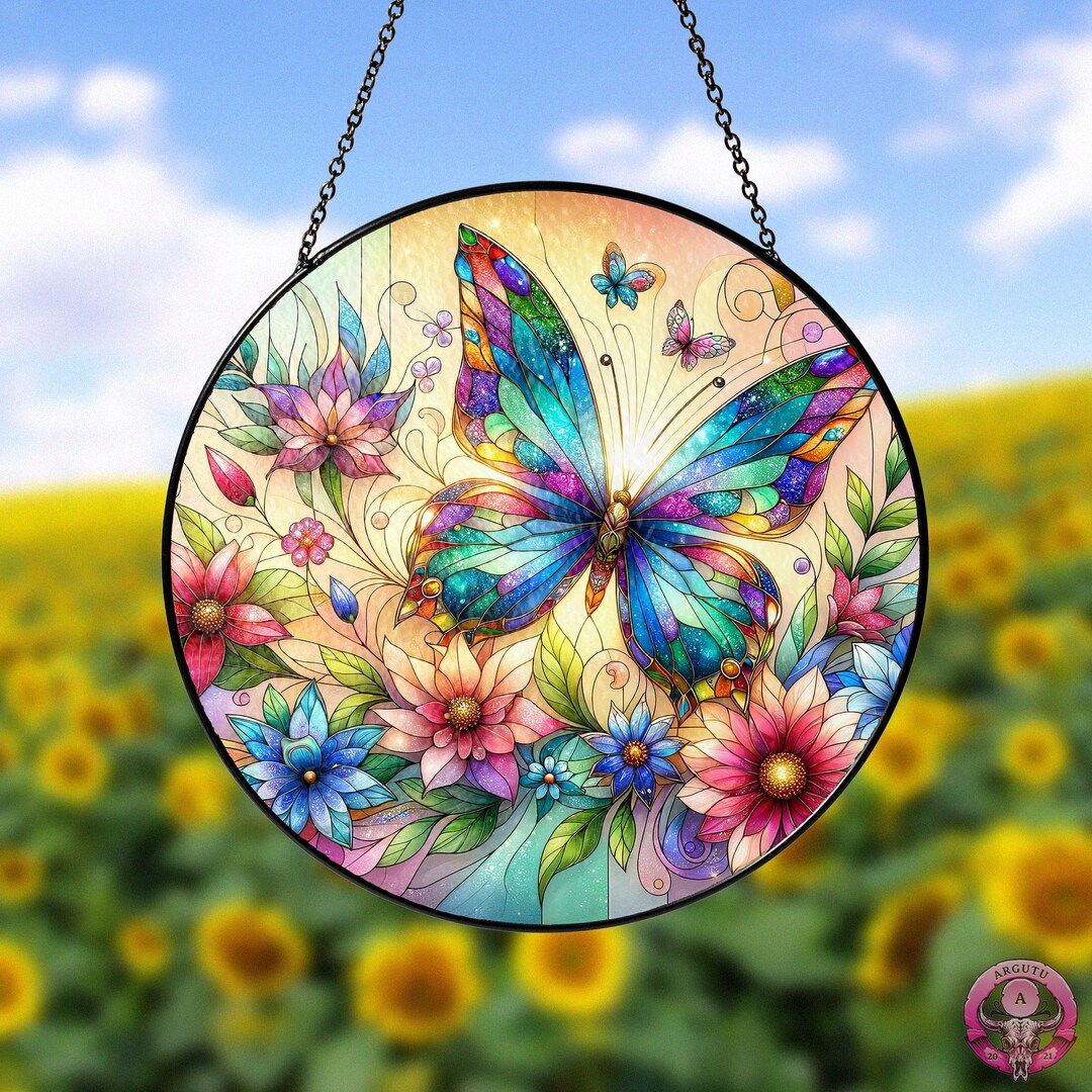 Butterfly Window Stained Glass Suncatcher, Light Suncatcher Window ...