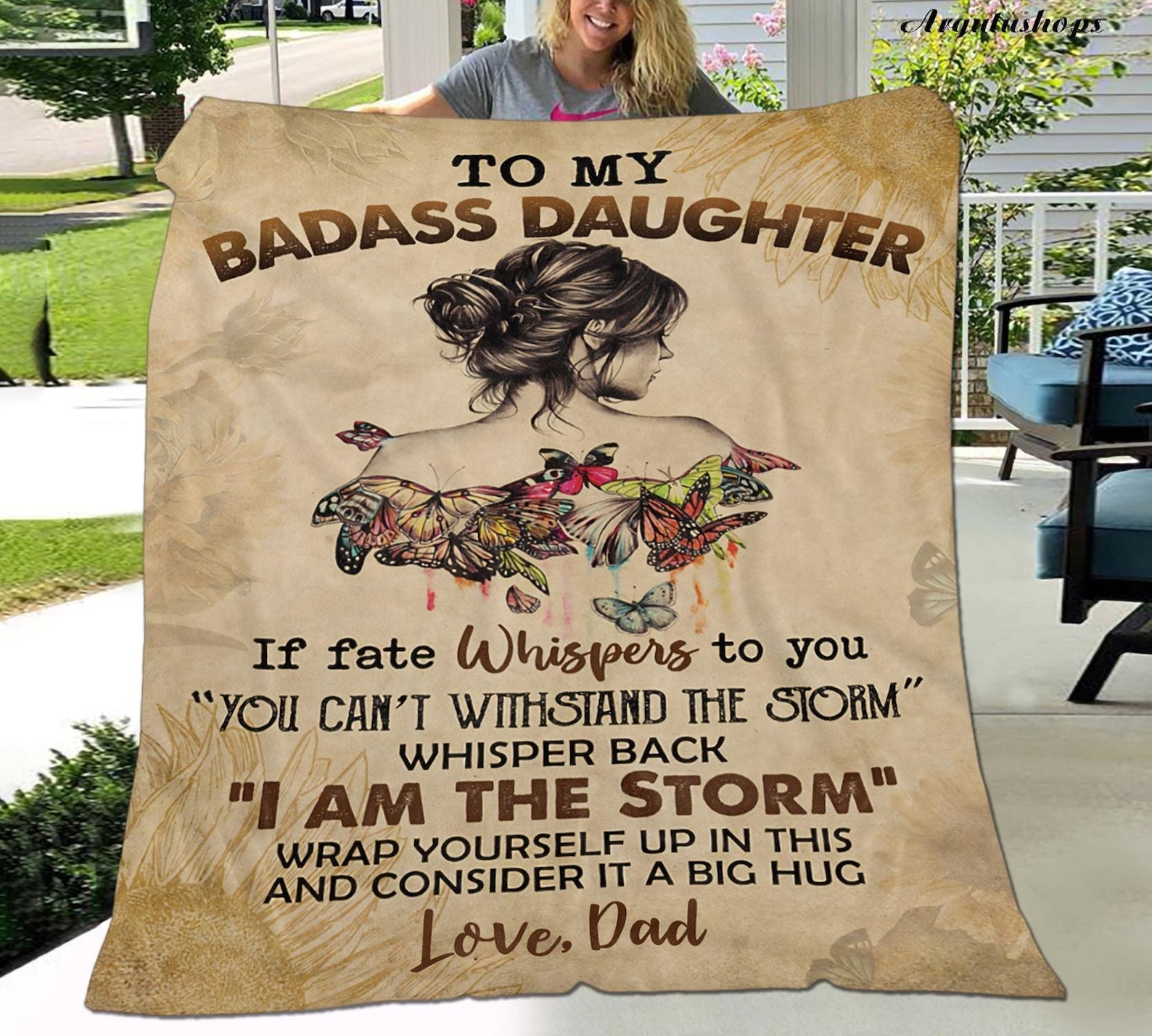 To My Badass Daughter Blanket From Dad, Daughter Birthday, Badass ...