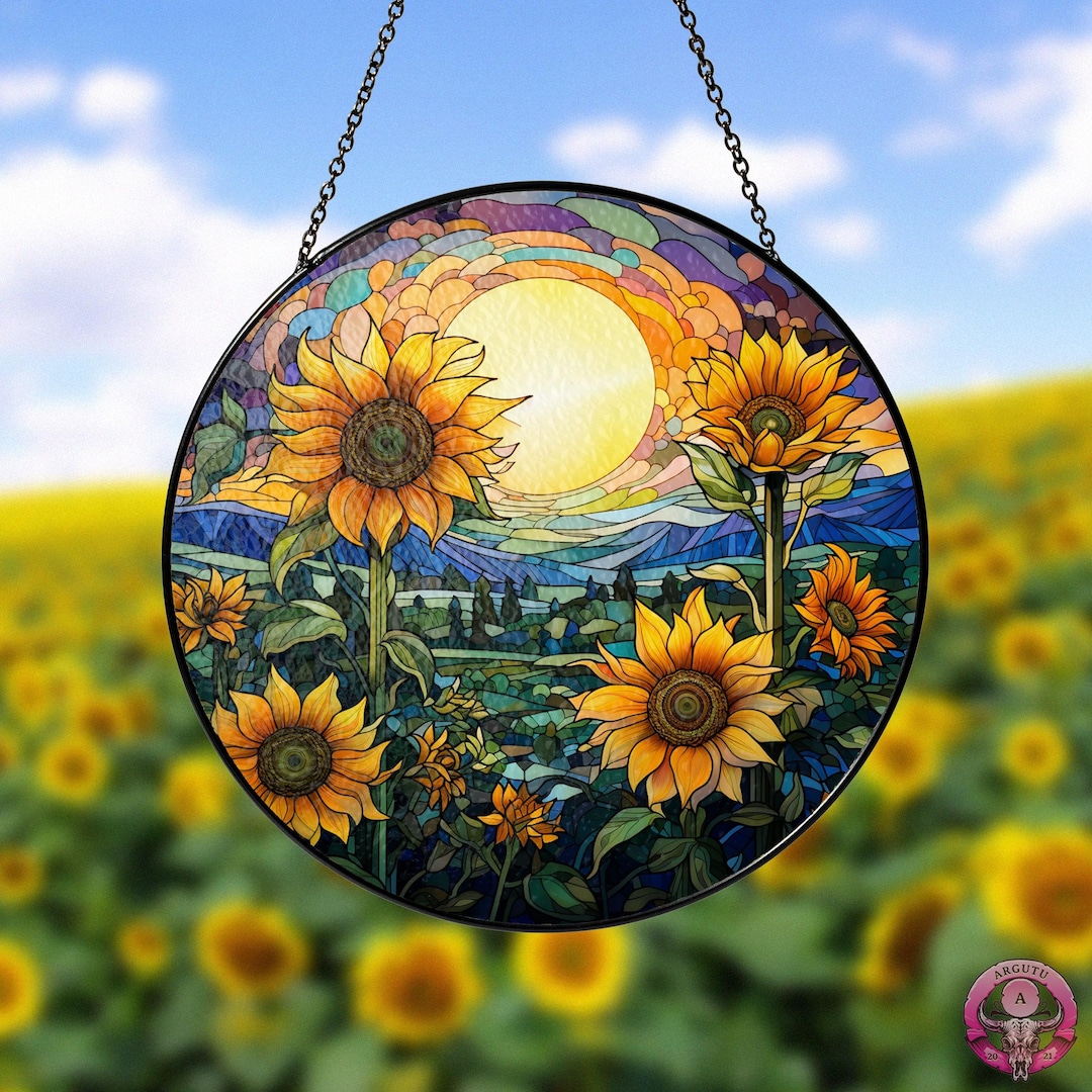 Sunflowers Window Stained Glass, Sunflowers Suncatcher, Flower Garden ...