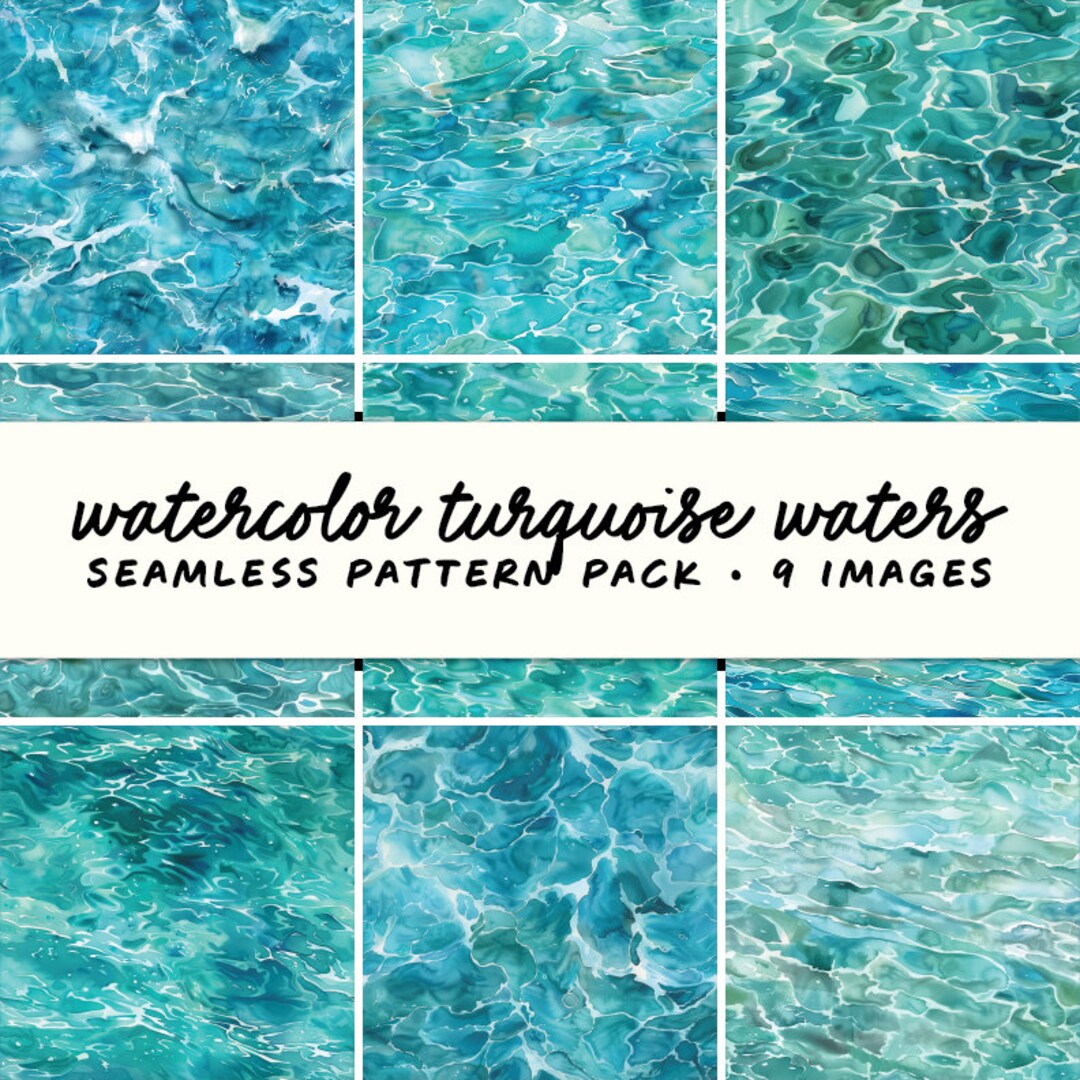 Watercolor Turquoise Waters Seamless Pattern | Ocean Digital Paper ...