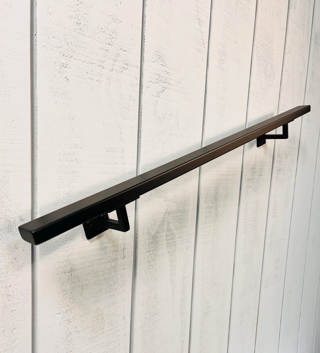 Metal Handrail, 1-1/2 X 3/4, Square Bracket, Powder-coated, Straight ...