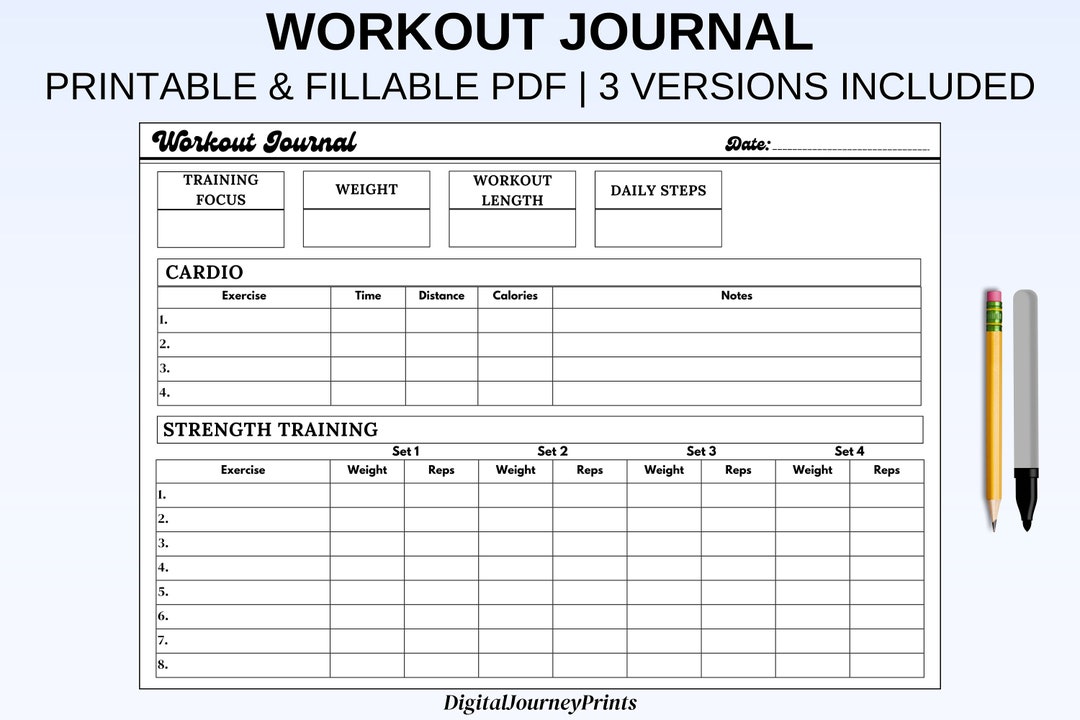 Editable Daily Workout Journal: Fitness Planner (PDF) - Etsy