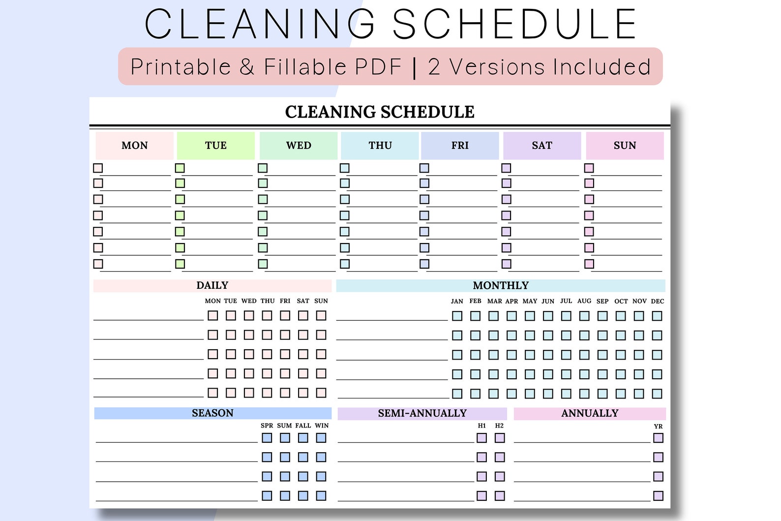 Editable Cleaning Planner, Cleaning Checklist, Cleaning Schedule, House ...