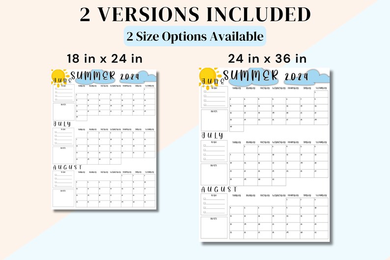 Printable Summer Calendar Poster, Summer Activities Calendar, Summer ...